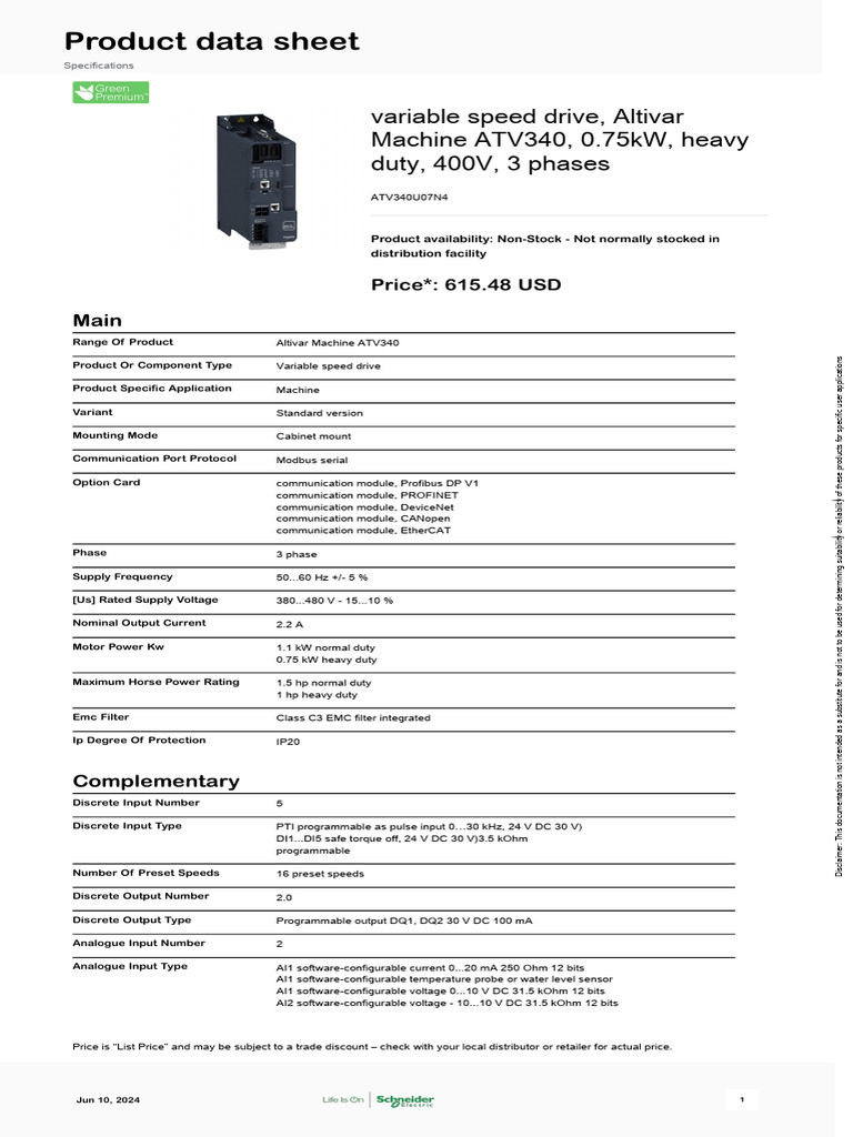 Schneider Electric_Altivar-340-Machine-Variable-Frequency-Drive-VFD ...