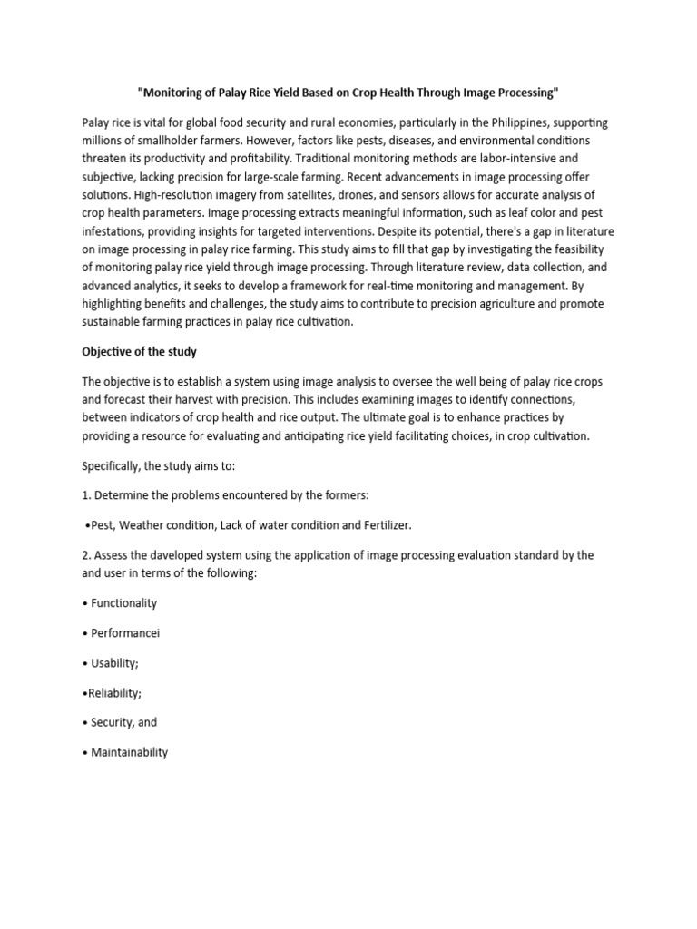 Monitoring of Palay Rice Yield Based On Crop Health Through Image ...