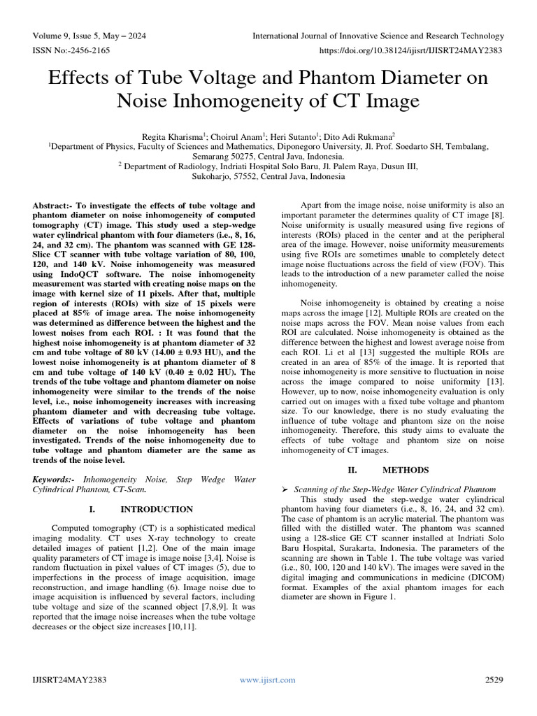 Effects of Tube Voltage and Phantom Diameter On Noise Inhomogeneity of ...