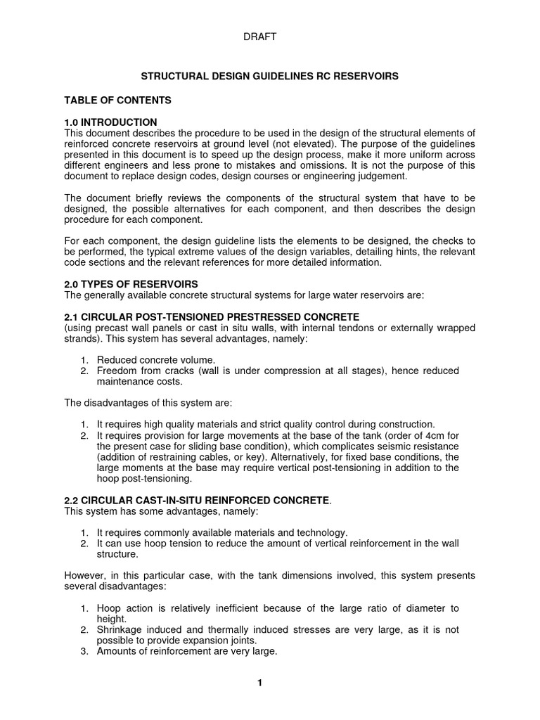 Structural Design Guidelines RC Reservoirs | PDF | Prestressed Concrete ...