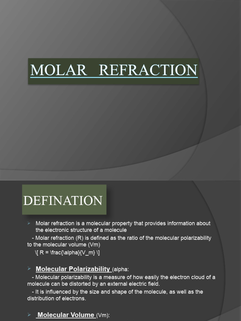 Molar Refraction | PDF | Mole (Unit) | Quantitative Structure–Activity ...