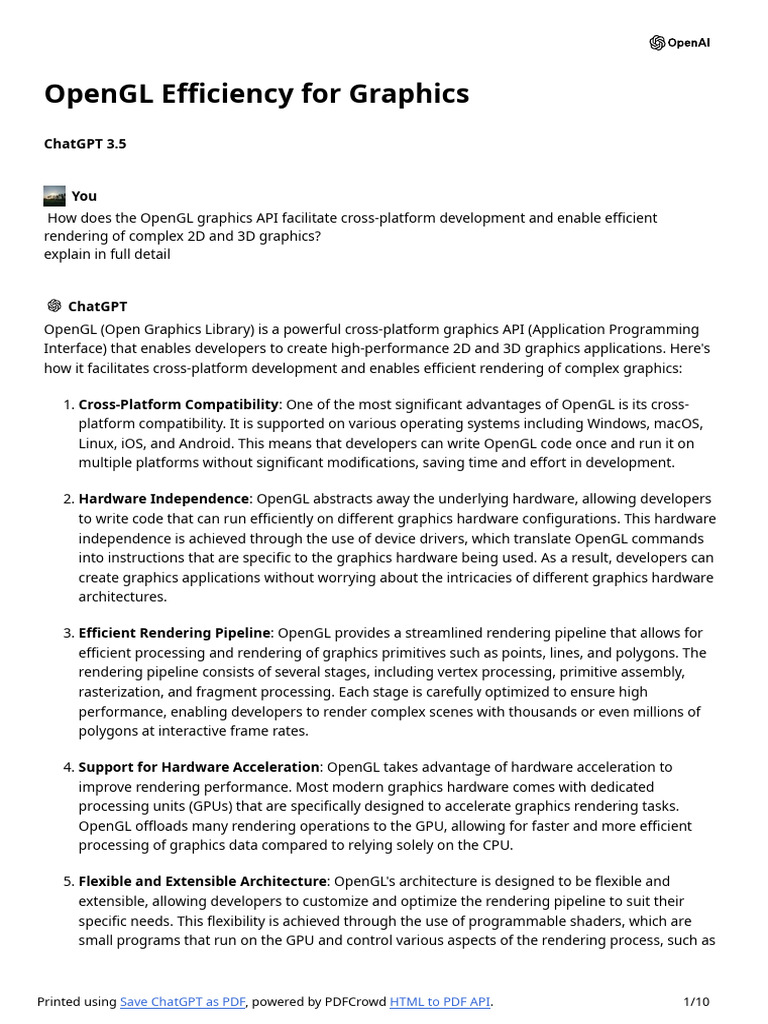 OpenGL: Cross-Platform Graphics Efficiency | PDF | Shader | Rendering ...