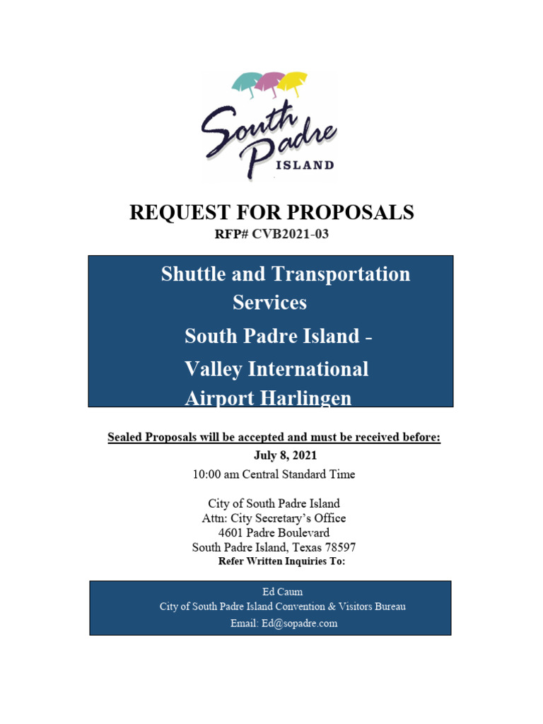 Request For Proposals: Shuttle and Transportation Services South Padre ...