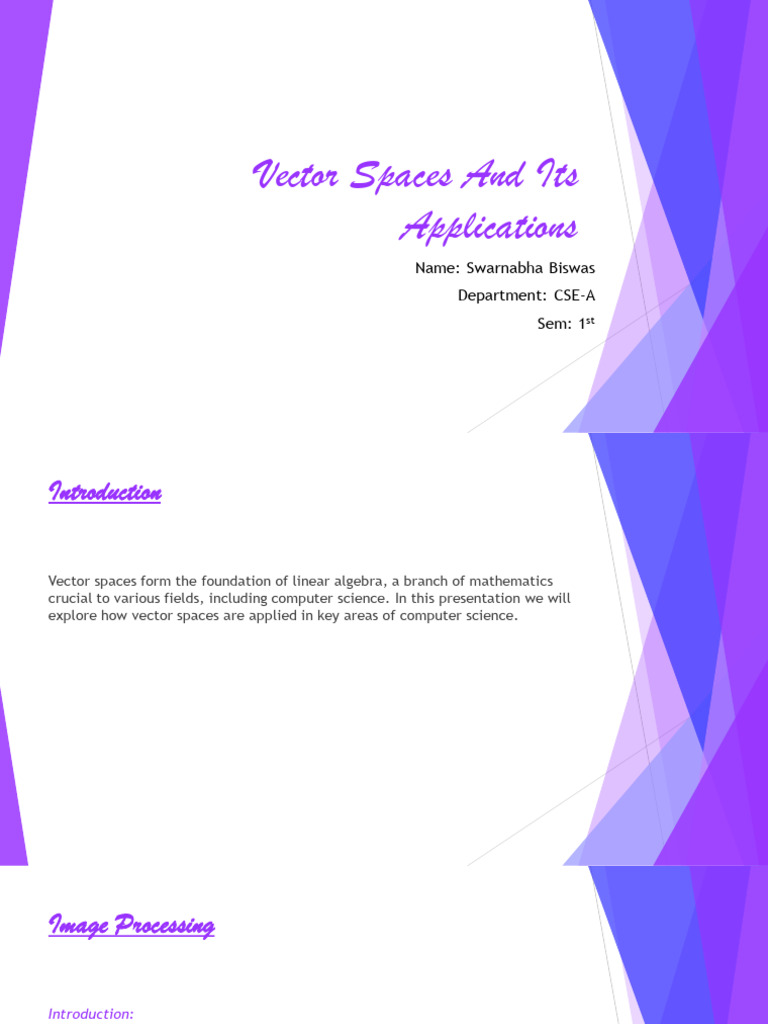 Vector Spaces and Its Applications | PDF | Vector Space | Machine Learning