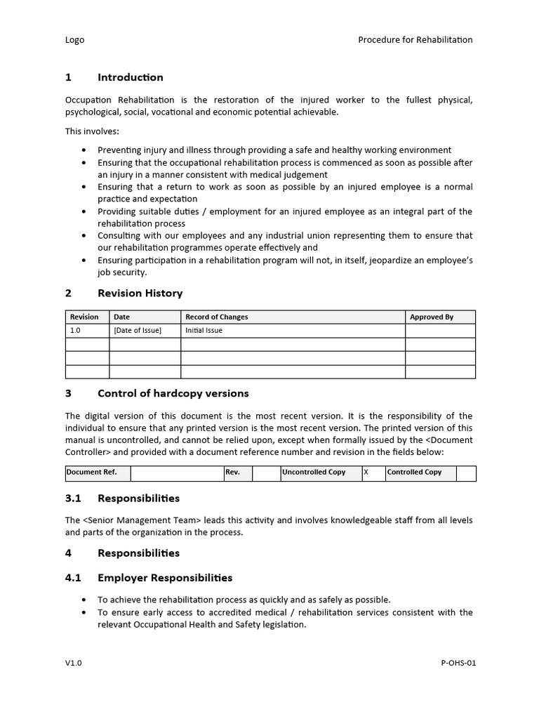 Rehabilitation Procedure | PDF | Physical Therapy | Occupational Safety ...