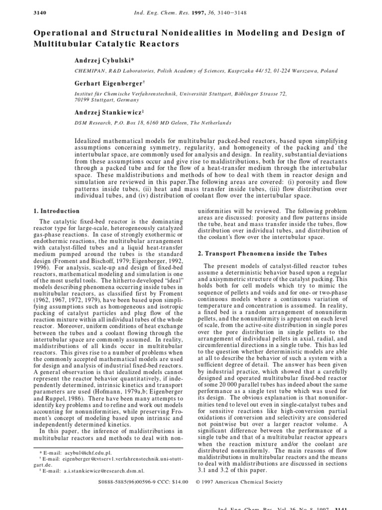 Multi Tubular Reactor Modeling | PDF | Chemical Reactor | Heat Transfer