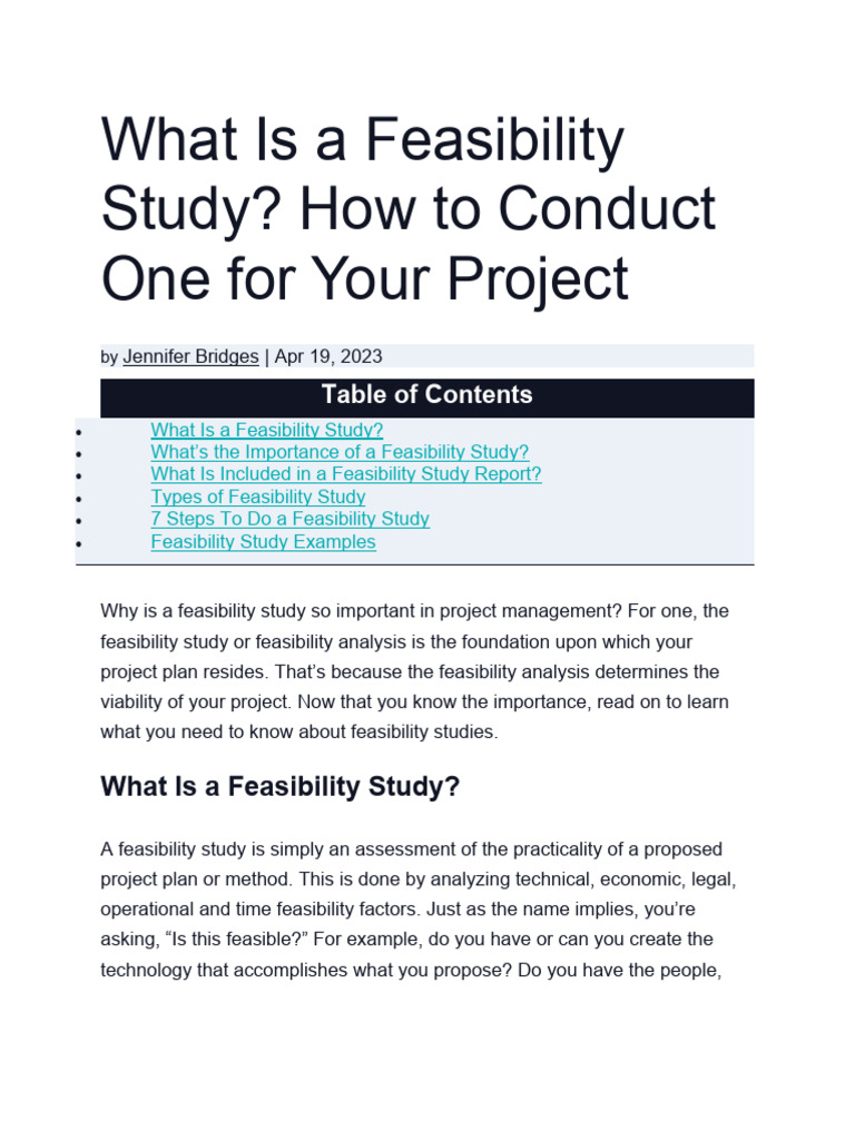 Conducting a Feasibility Study Guide | PDF | Feasibility Study | Swot ...