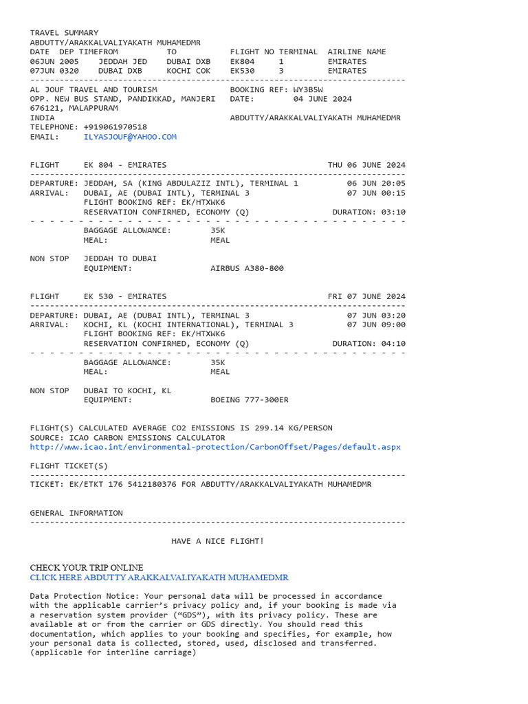 TKT | PDF | Emirates (Airline) | Dubai