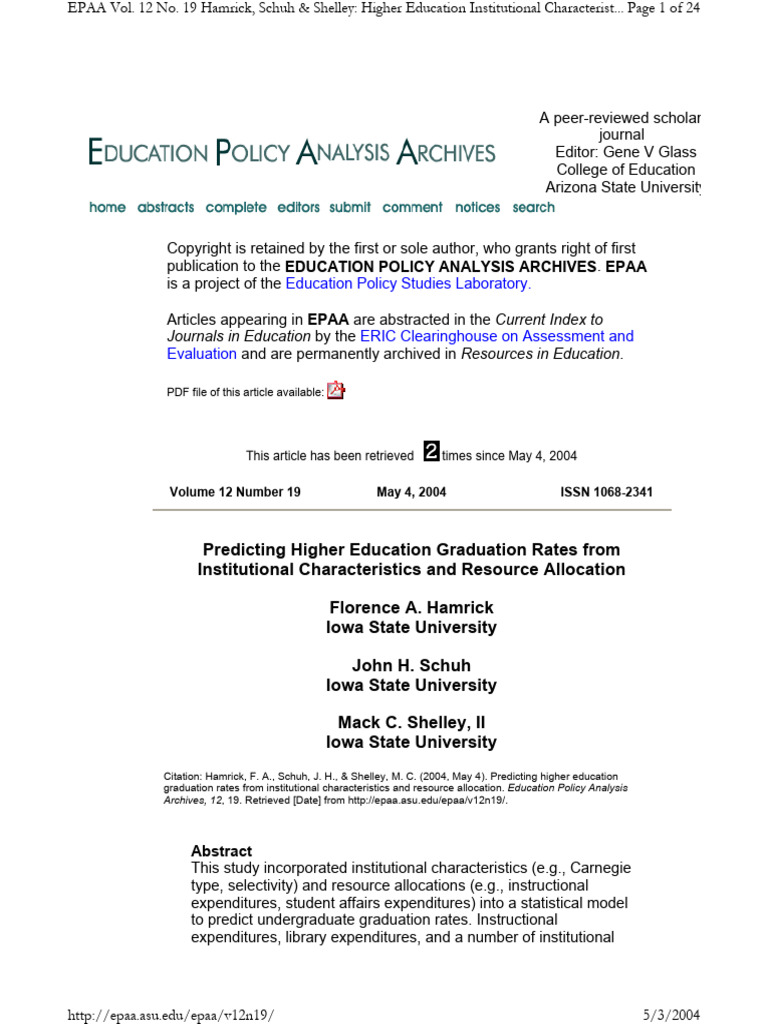 Predicting Higher Education Graduation Rates From | PDF | Coefficient ...