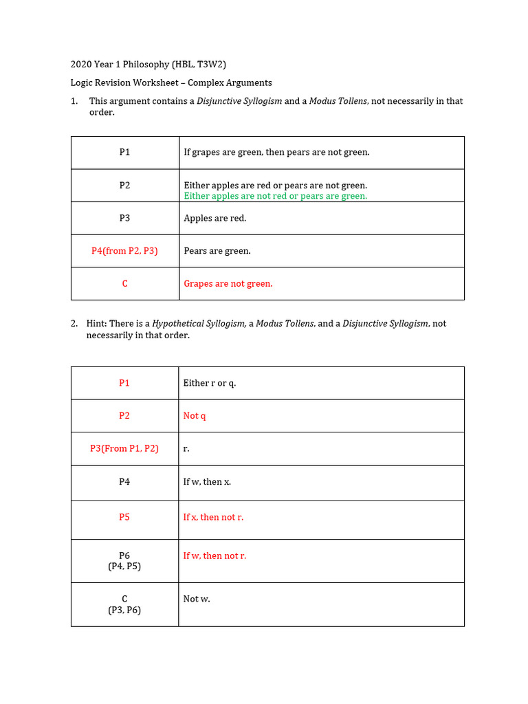 2020 T3W2 HBL Revision Complex Arguments (Ver. 2) - 1 | PDF ...