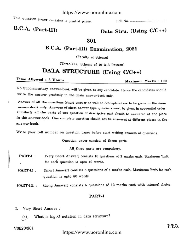 Bca Part 3 Data Structure Using C CPP 301 2021 | PDF Bca Part 3 Data Structure Using C CPP 301 2021 | PDF