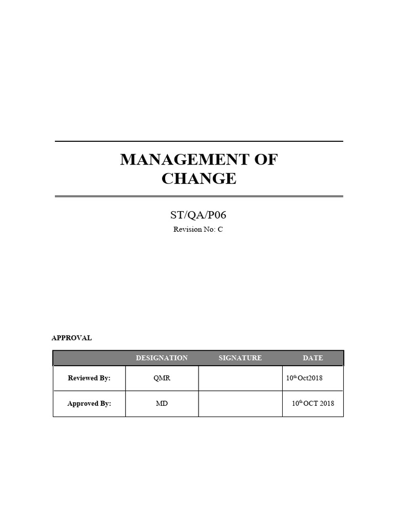 06 QA-P06 Management of Change Rev C | PDF | Quality Management | Business