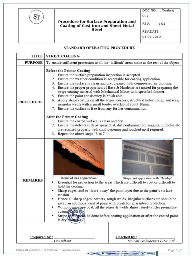 SOP Stripe Coating | PDF | Paint | Welding