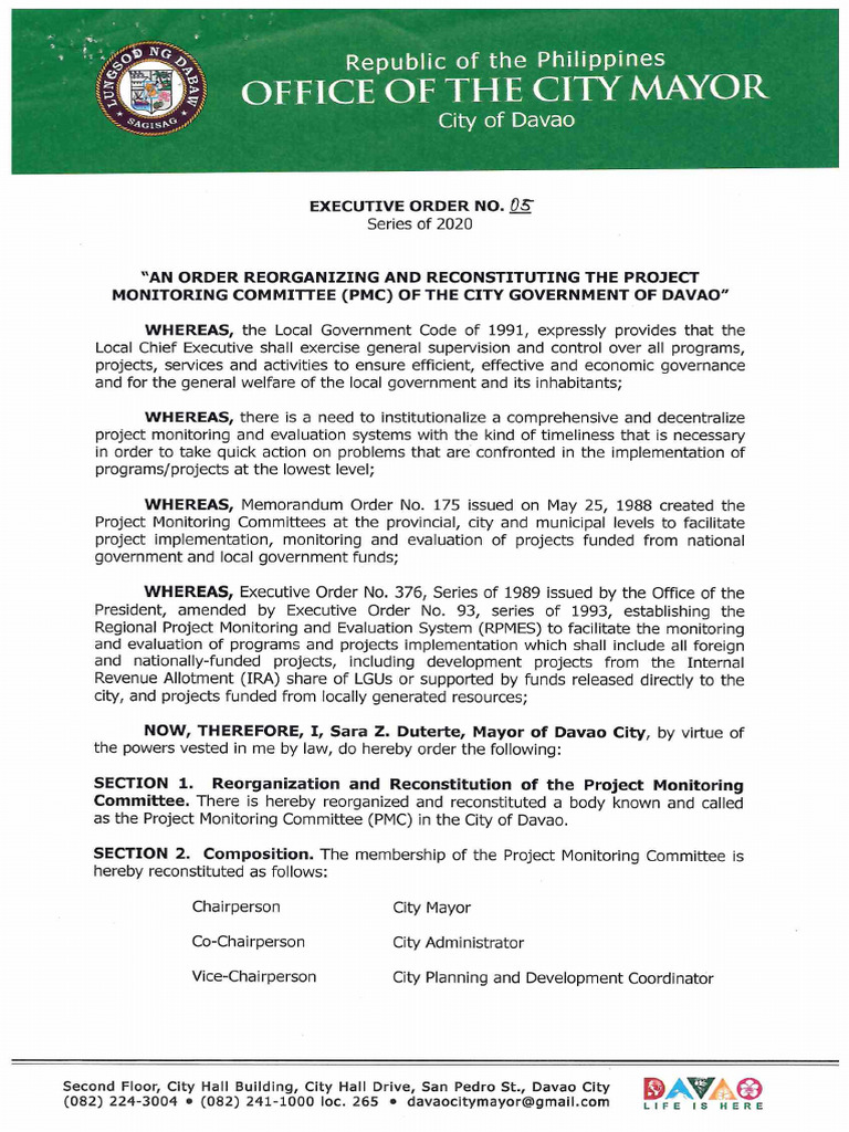 EO 5 20 1 PDF Non Governmental Organization Government