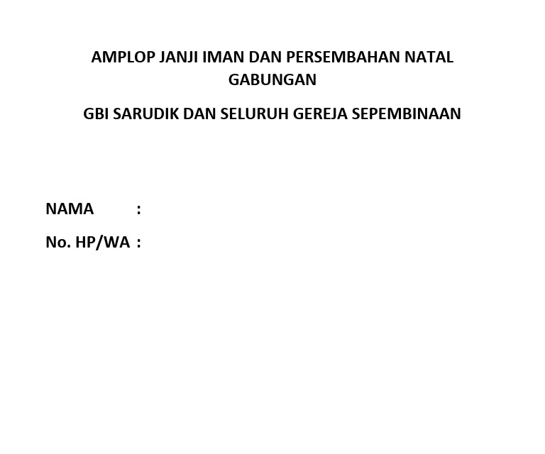 Amplop Janji Iman Dan Persembahan Natal Gabungan | PDF