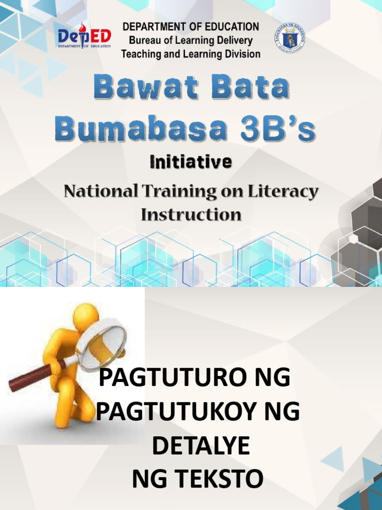 Sesyon 3 - Pagtuturo NG Pagtukoy NG Detalye NG Teksto | PDF