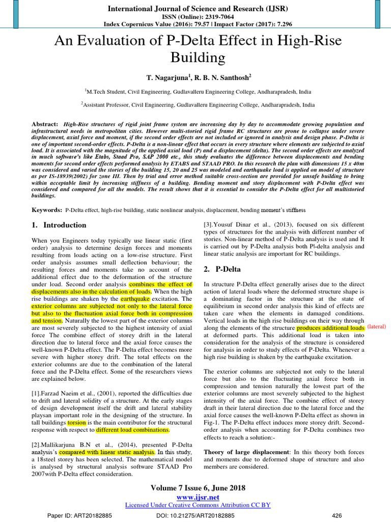 An Evaluation of P-Delta Effect in High-Rise Building | PDF | Bending ...