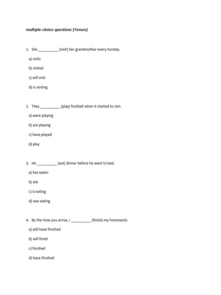 Tenses Mcqs | PDF | Perfect (Grammar) | Language Mechanics Tenses Mcqs | PDF | Perfect (Grammar) | Language Mechanics
