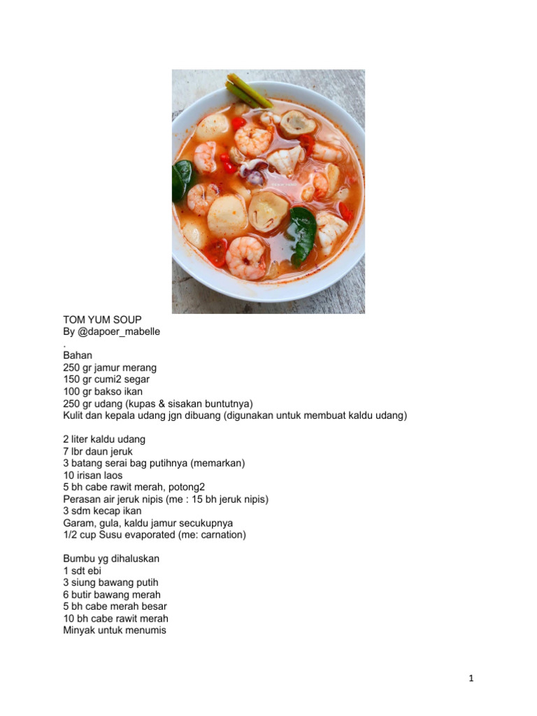 Resep Tom Yum | PDF