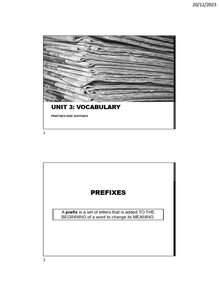 Prefixes and Suffixes | Download Free PDF | Semantic Units | Language ...