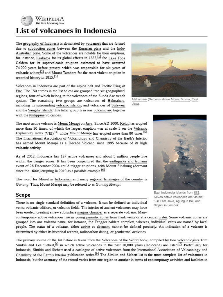 List of Volcanoes in Indonesia | Download Free PDF | Volcano | Volcanology