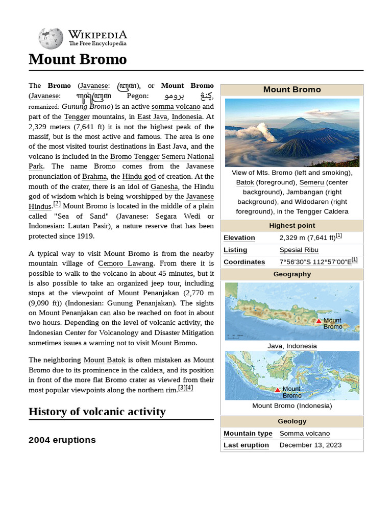 Mount_Bromo | PDF | Volcanology | Volcanism