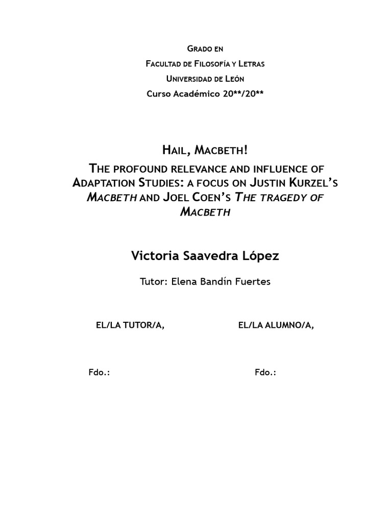 Final Degree Thesis 2 | PDF | Macbeth