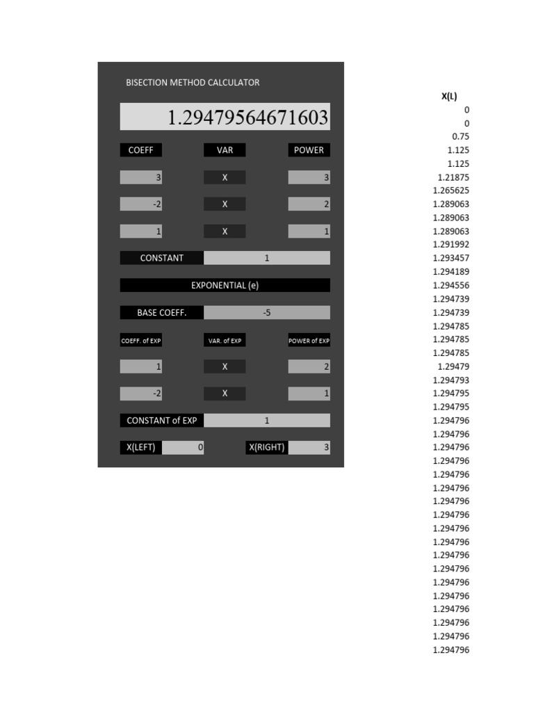 Bisection Method Calculator Exponential Pdf