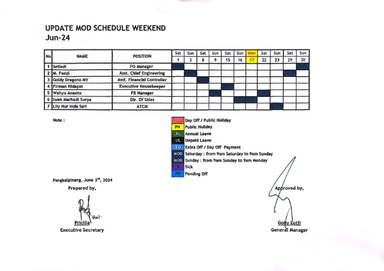 Revision of MOD Schedule June 2024 | PDF