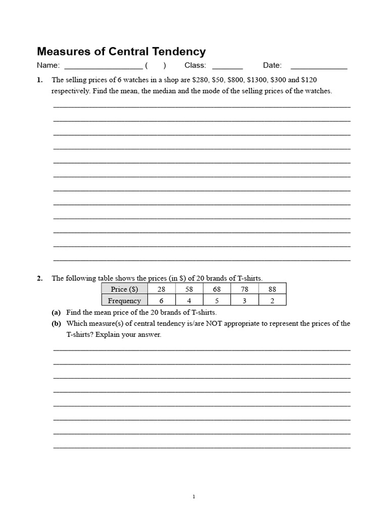 Microsoft Word - Measures of Central Tendency_Quiz | PDF | Mean