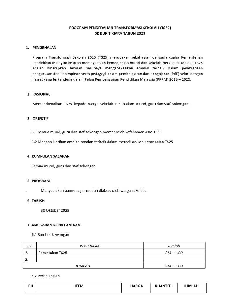 Kertas Kerja Banner TS25 | PDF