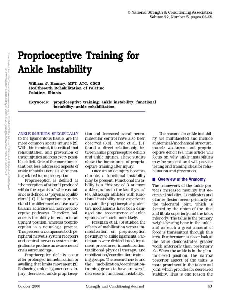 Proprioceptive Training For Ankle Instability.18 | PDF | Ankle | Balance (Ability)