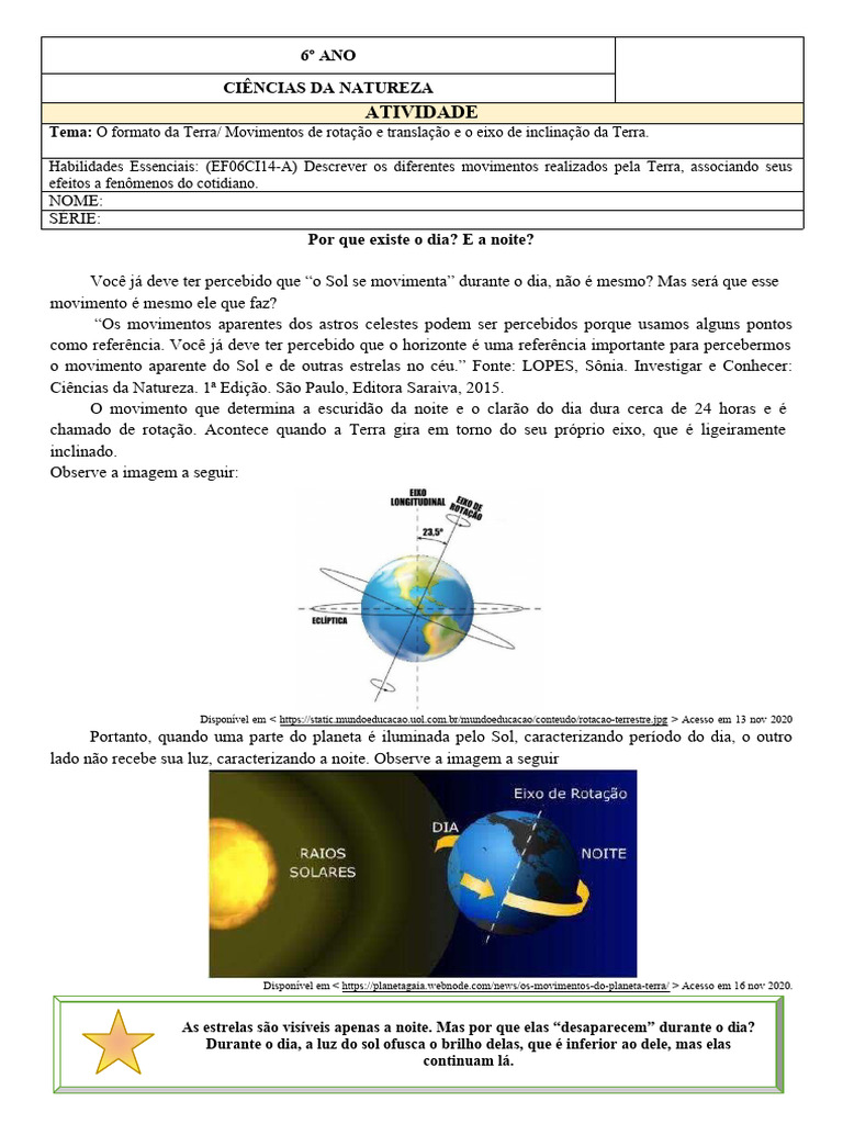 Movimentos Da Terra | PDF | Terra | Sol