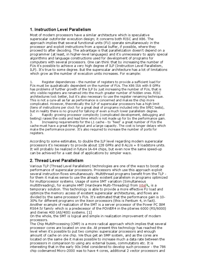 Instruction Level Parallelism: Intel | PDF | Cpu Cache | Central Processing Unit