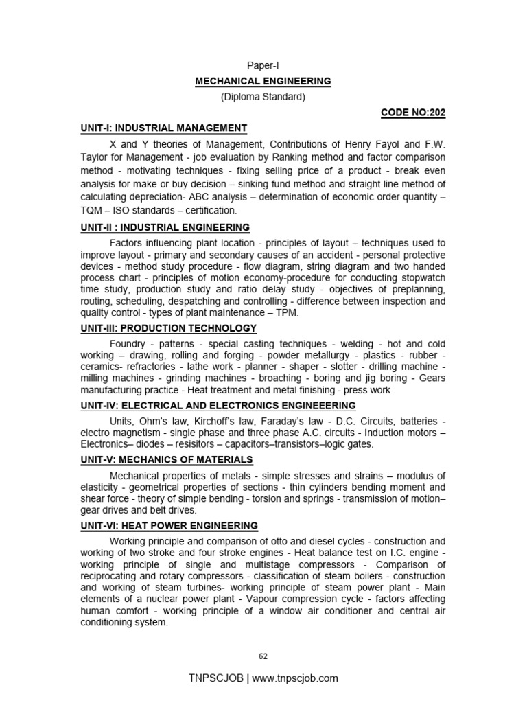 Diploma in Mechanical Engineering Syllabus | PDF | Machines | Pump