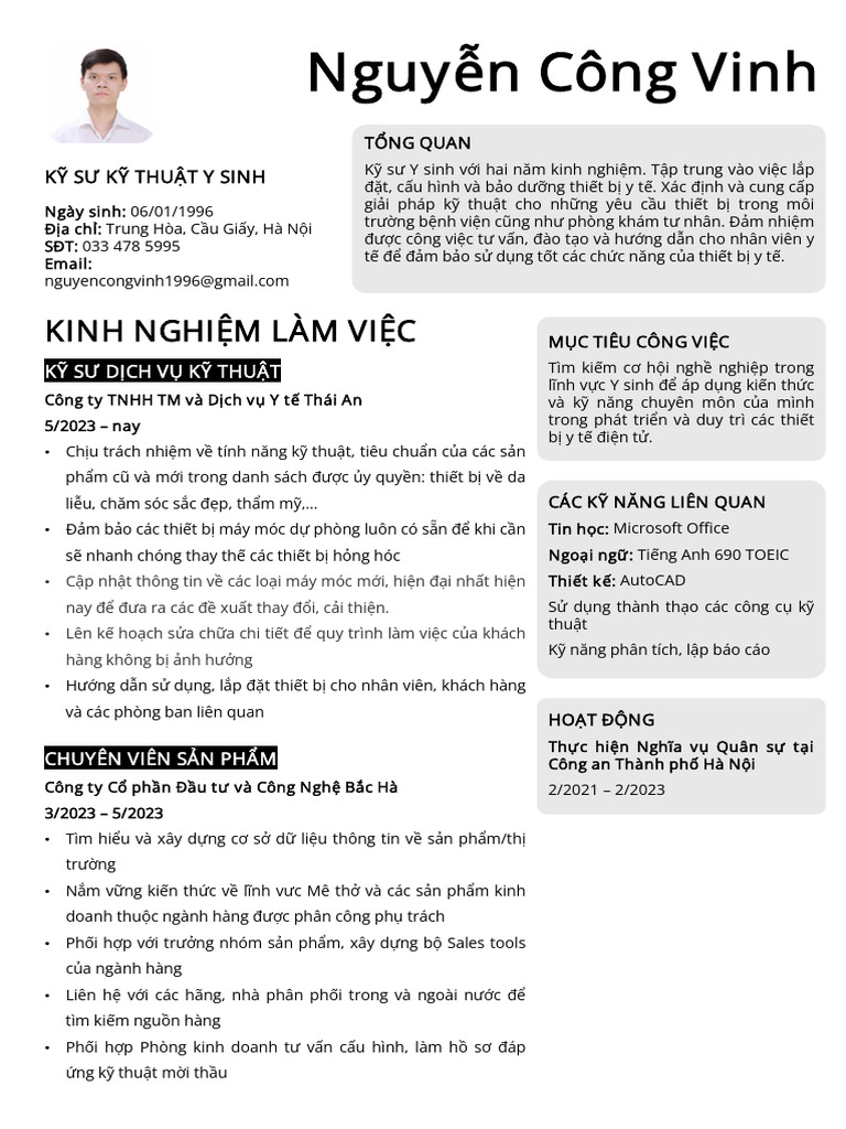 Nguyen Cong Vinh CV 2024 | PDF