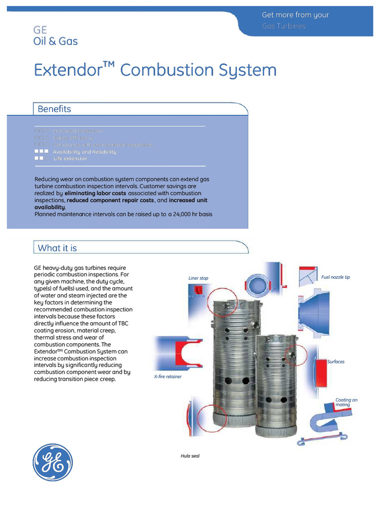 Ge Gas Turbine Extendor Combustion System | Download Free PDF | Gas ...