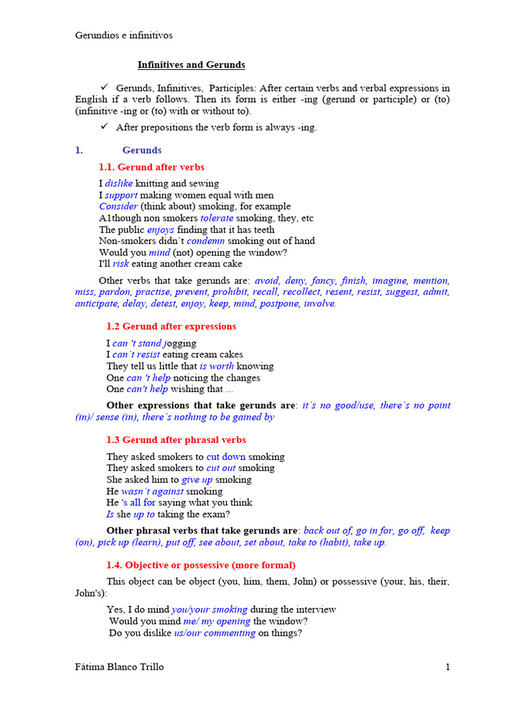 Infinitives and Gerunds | PDF | Verb | Language Mechanics