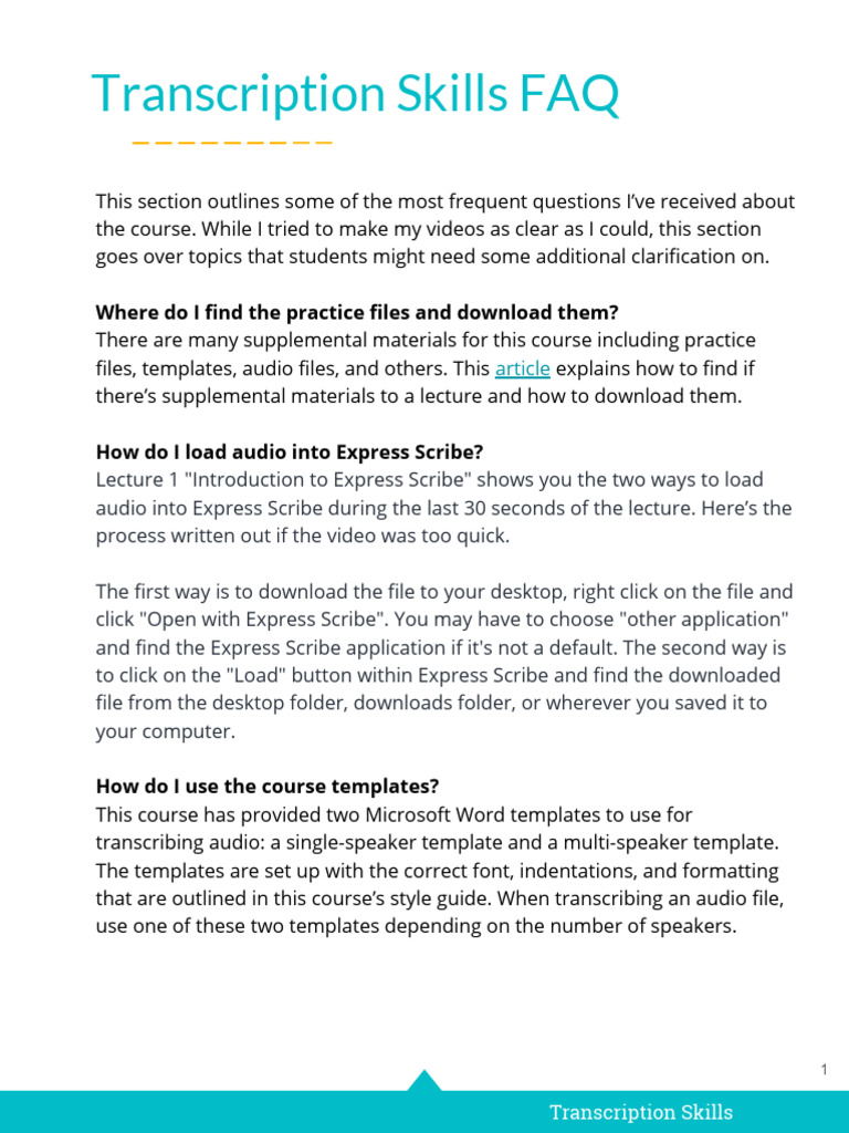 Transcription Skills FAQ | PDF | Microsoft Word | Computer File