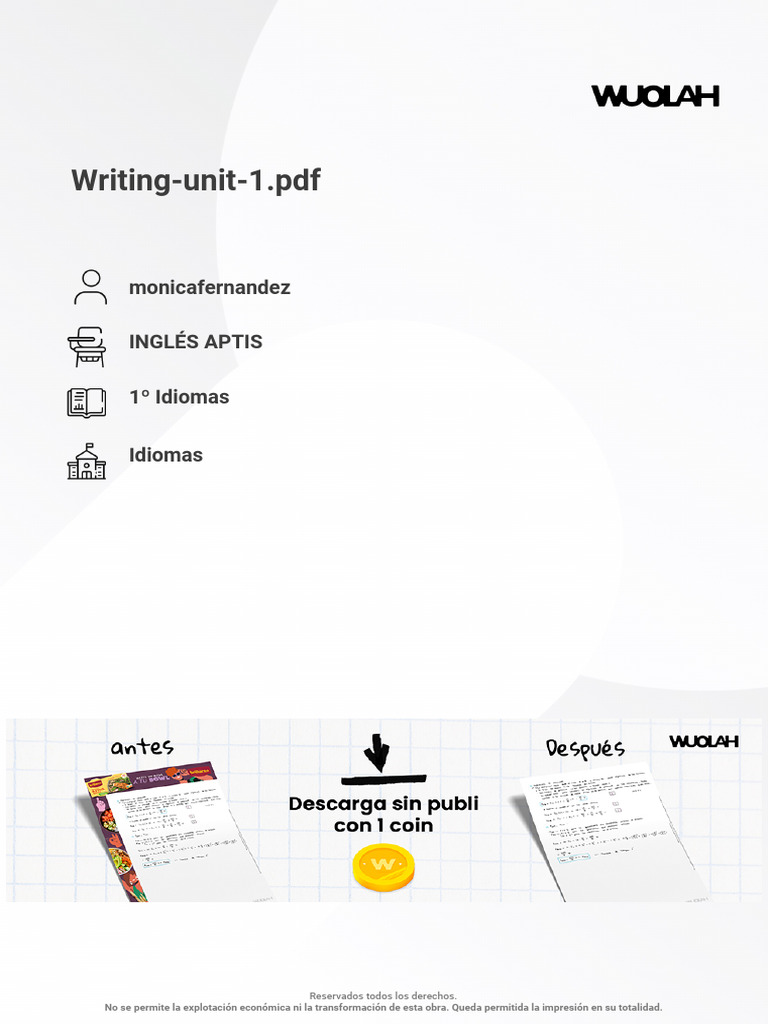 Writing Unit 1 | PDF