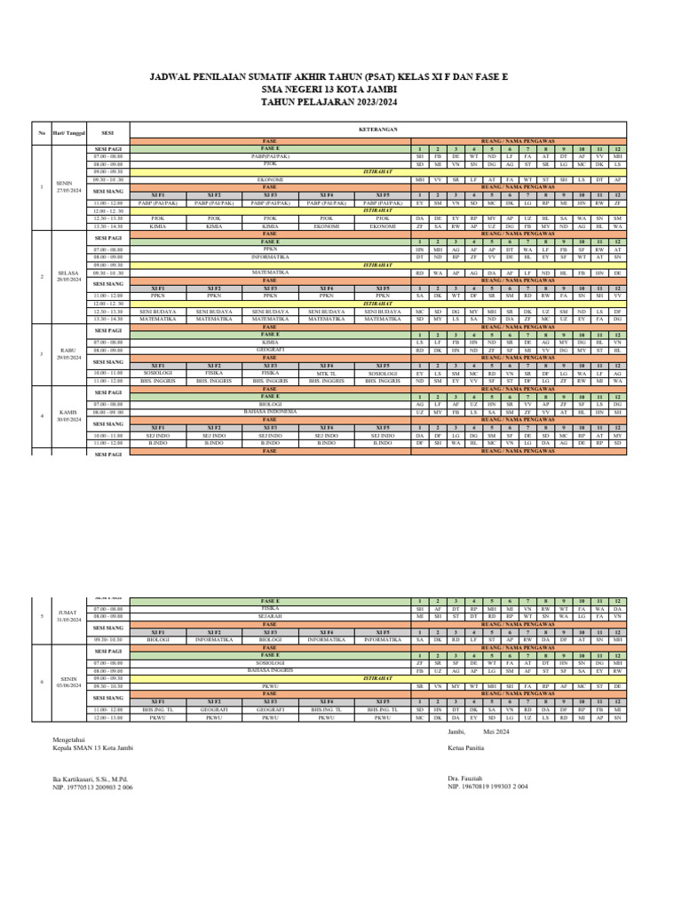Jadwal Psat 2024 | PDF