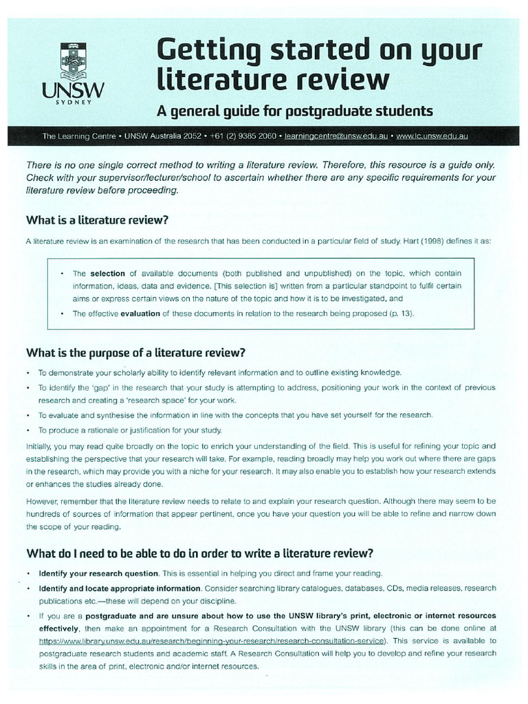 Literature Review Guide | PDF
