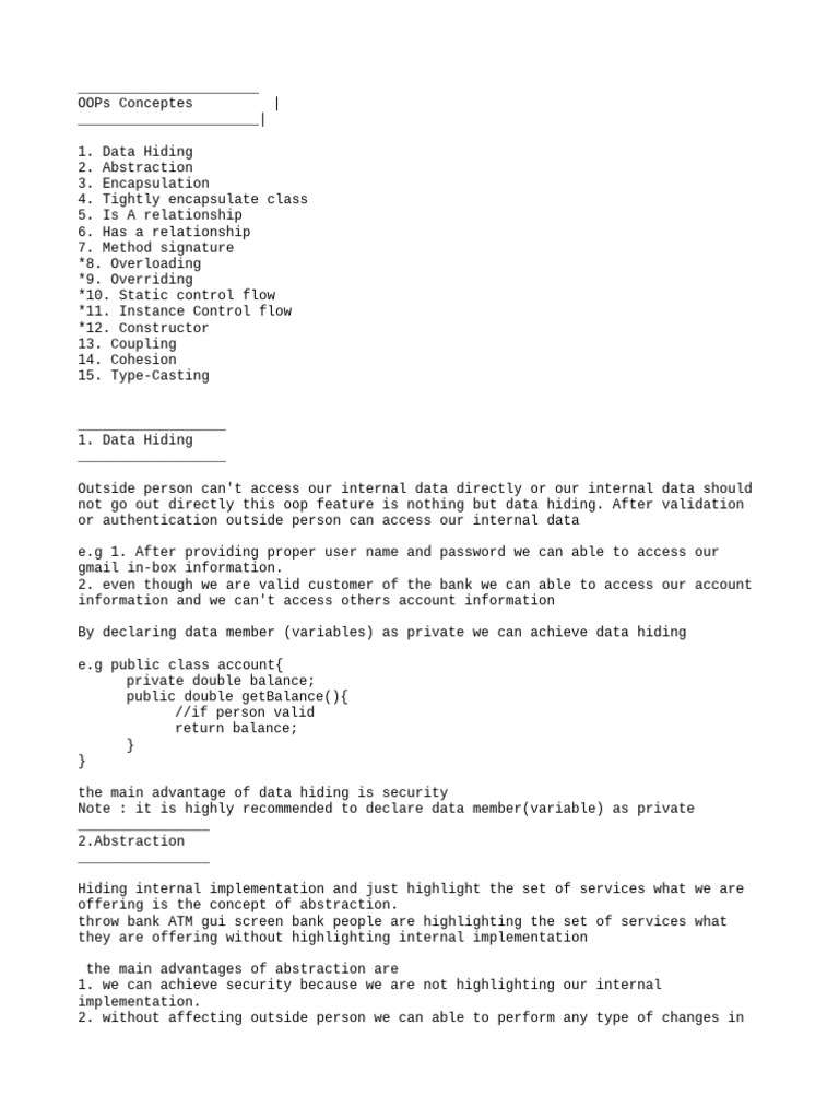 Oop's Concepts - 1 | PDF | Class (Computer Programming) | Method ... Oop's Concepts - 1 | PDF | Class (Computer Programming) | Method ...