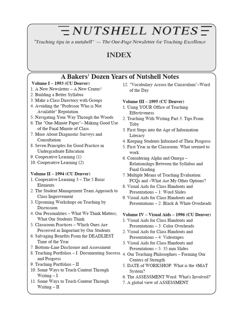 Nutshell Notes | PDF | Learning | Teachers