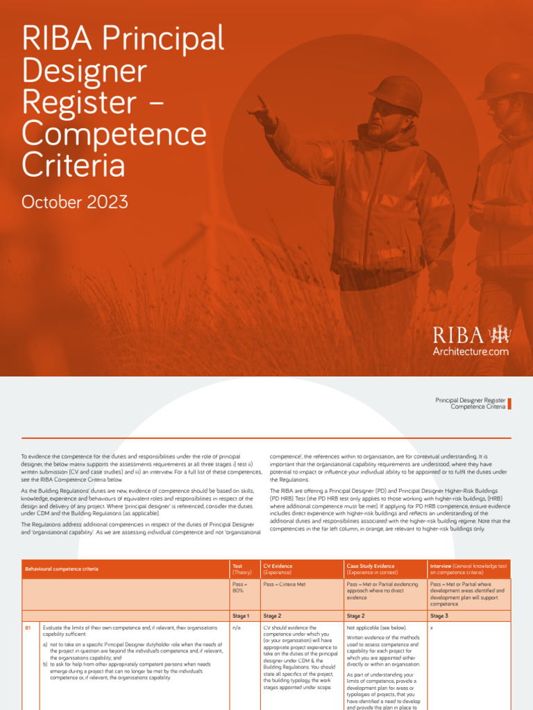 RIBA Principal Designer Register Competence Criteria | PDF | Regulatory ...