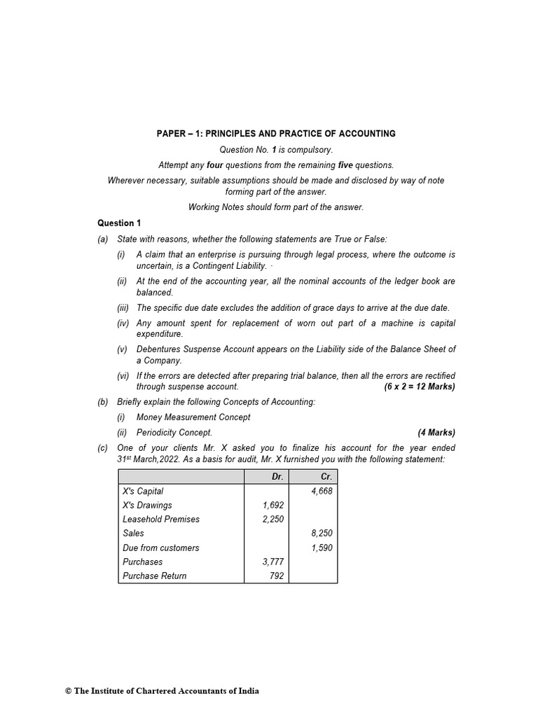 June 2022 Account ICAI Exam Paper With Solution | PDF | Debits And ...