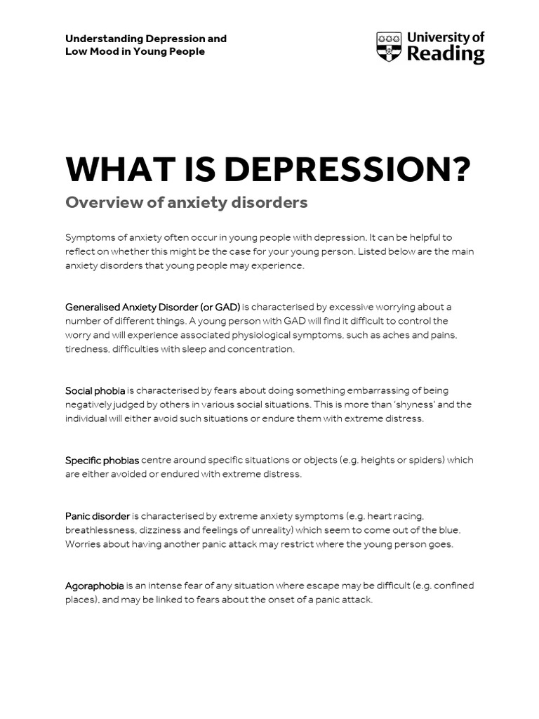 1.6 What Is Depression - Overview of Anxiety Disorders | PDF
