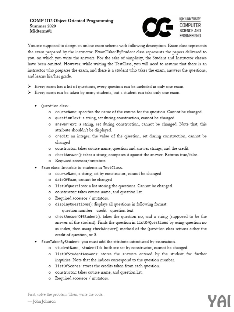 Midterm 1 {COMP1112} - YAI | PDF | Method (Computer Programming ... Midterm 1 {COMP1112} - YAI | PDF | Method (Computer Programming ...