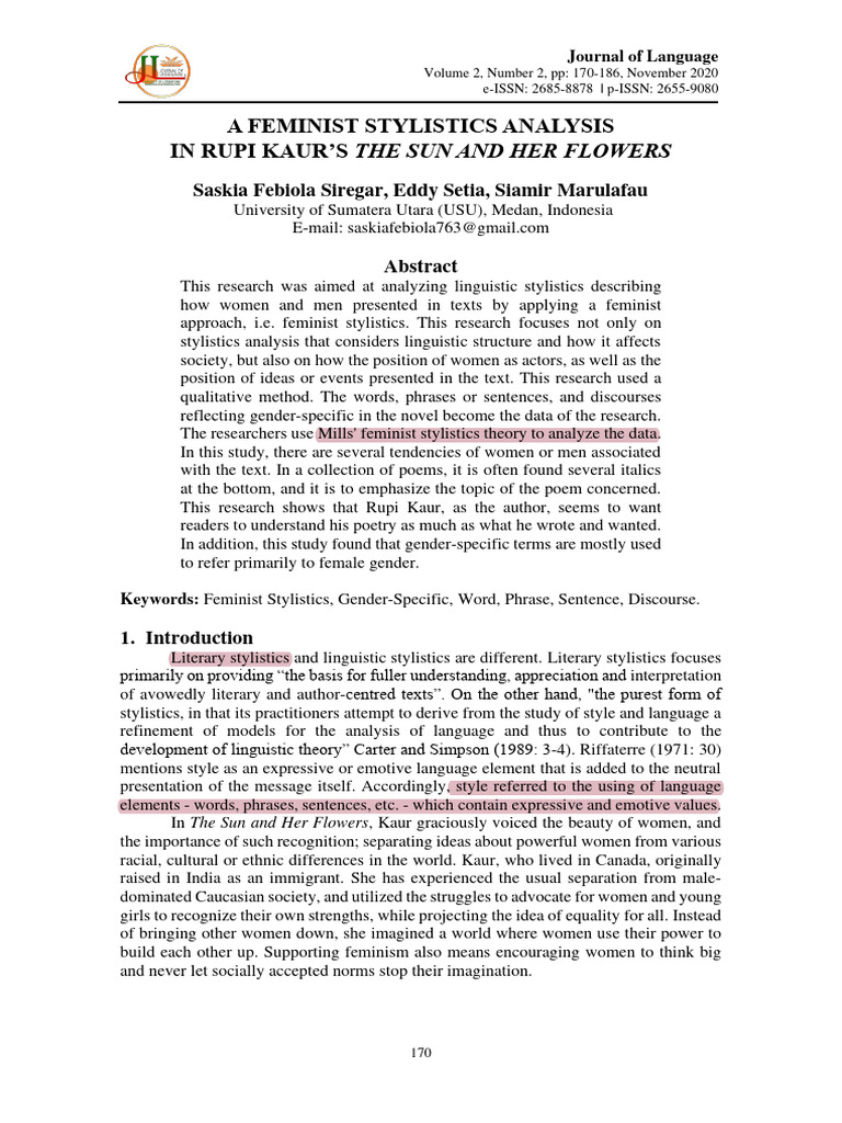 A Feminist Stylistics Analysis | PDF | Feminism | Gender Studies