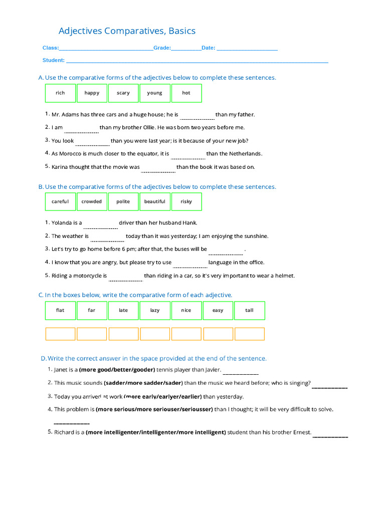 Adjectives Comparatives | PDF | Grammar | Linguistics